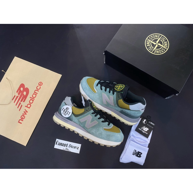 Jual Sepatu Sneakers Stone Island X New Balance 574 Light Green ...