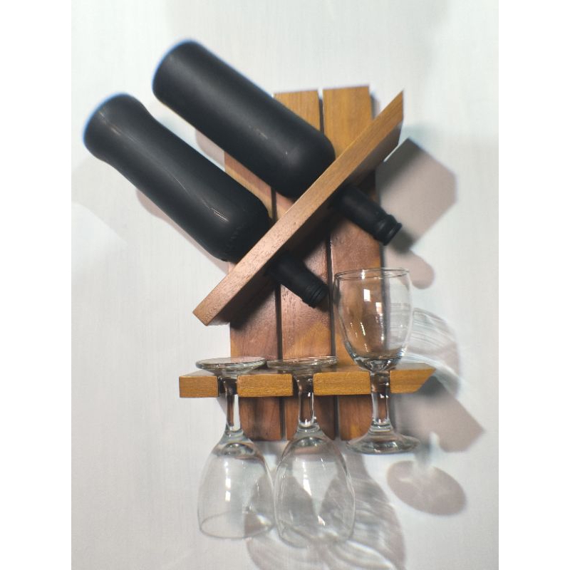 Jual tempat botol wine / tempat botol dan gelas / hiasan dinding ...