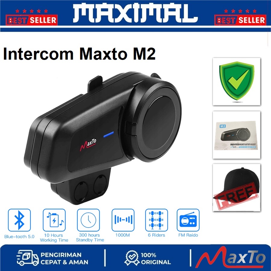 Jual Maxto M2 6 Riders Group Party Call Intercom Bluetooth Helm ...