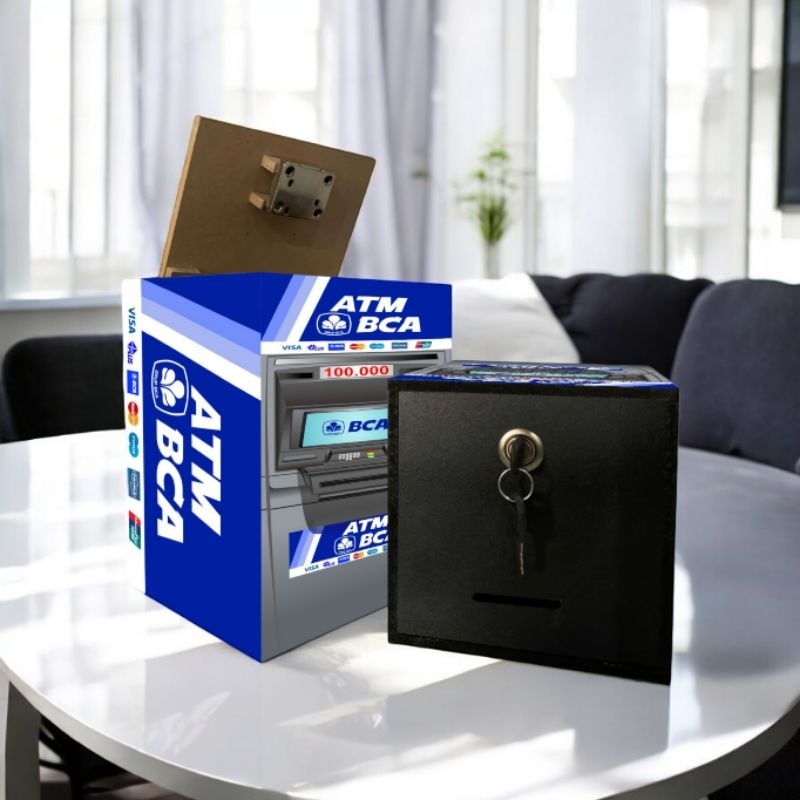 Jual celengan tabungan atm bca mandiri model buka tutup kunci gembok ...