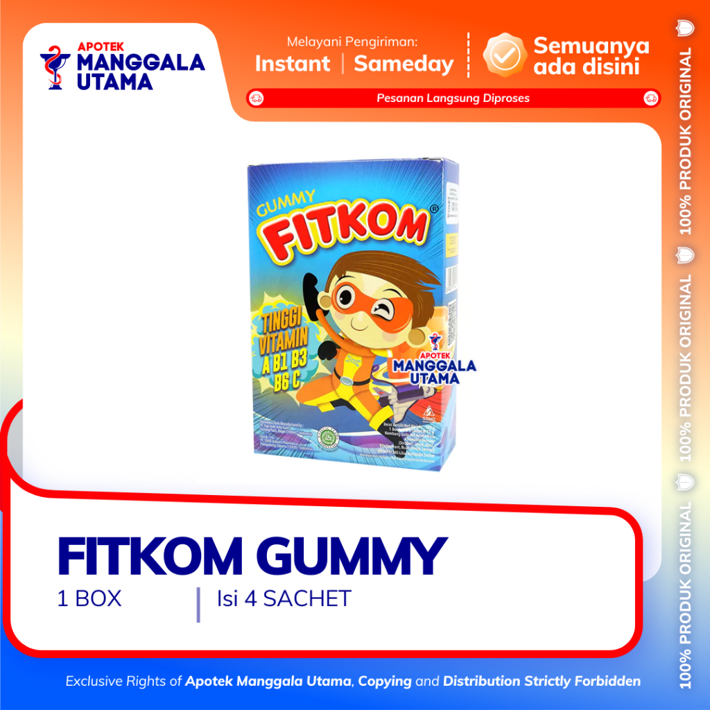 Jual FITKOM GUMMY MULTIVITAMIN 1 BOX @ 4 SACHET - 48 GR | Shopee Indonesia