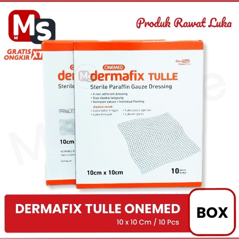 Jual Dermafix Tulle 10 x 10 Cm Paraffin Gauze Dressing Onemed / Box ...
