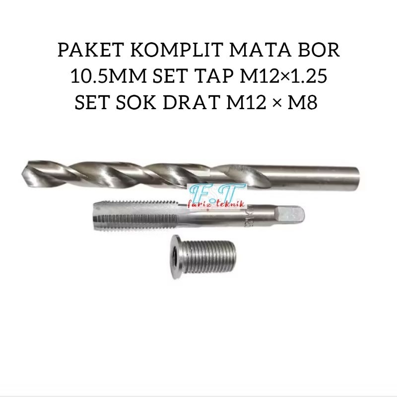 Jual paket komplit mata bor tap set sok drat m12 × m8 verbos drat rusak ...