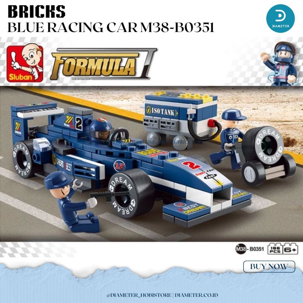 Jual BRICK - Mainan Balok Susun Bricks Racing Car Blue Lightning Mobil ...