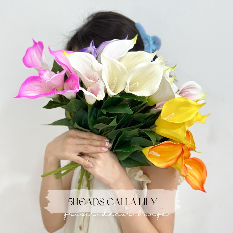 Jual 5 HEADS CALLA LILY LATEX PREMIUM BUNGA LILI / Bunga Palsu/ Wedding ...