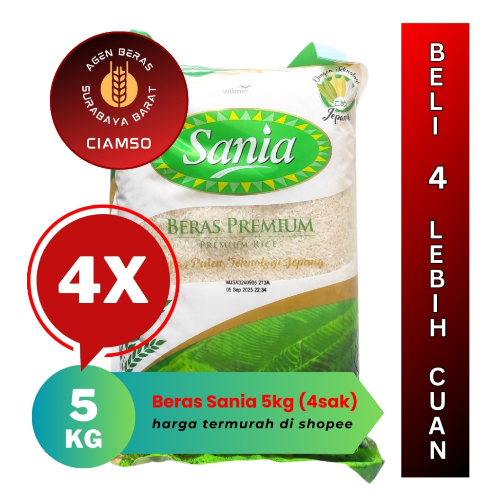 Jual Beras Premium Sania 5kg Isi 4 sak (Family Pack) | Shopee Indonesia