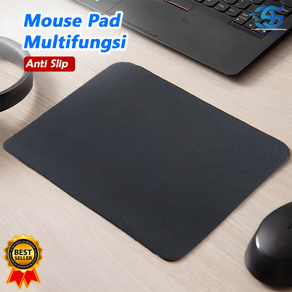 Jual Mouse Pad Alas Mouse Laptop Anti Slip Polos Warna Hitam 22 x 18 cm ...