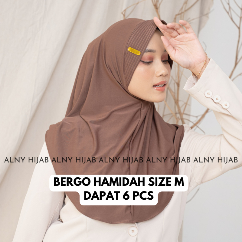 Jual (Dapat 6 Pcs) Hijab Bergo Hamidah Label Gold Hijab Instan Bahan Jersey Premium Jilbab ...