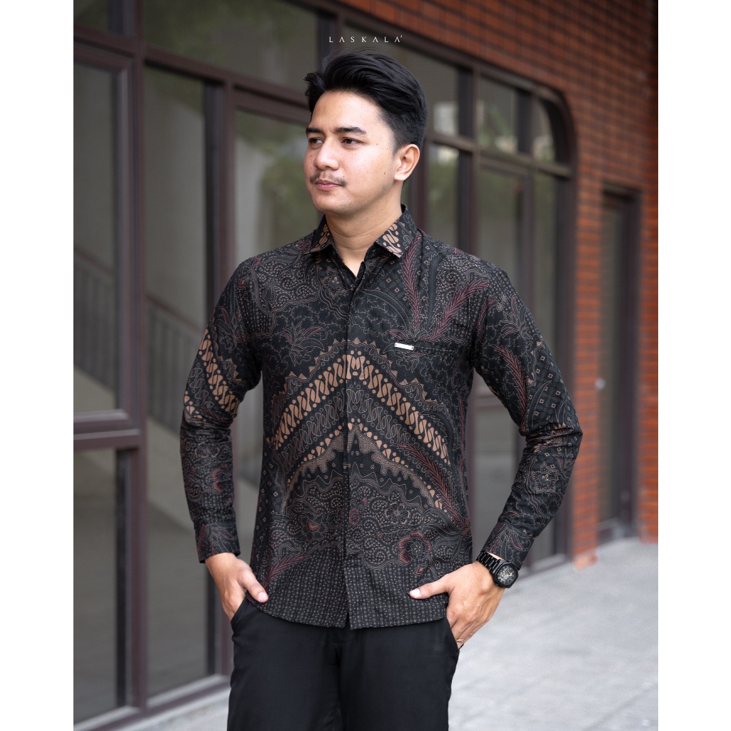 Jual Laskala Batik Premium Sandro Kemeja Batik Pria Slimfit Lengan ...