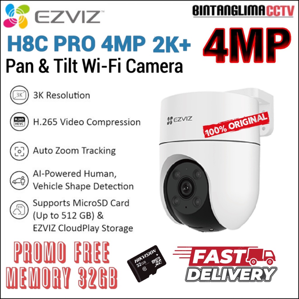 Jual EZVIZ H8C PRO 4MP 2K+ AUTO TRACKING PAN&TILT WIFI IP CAMERA ...