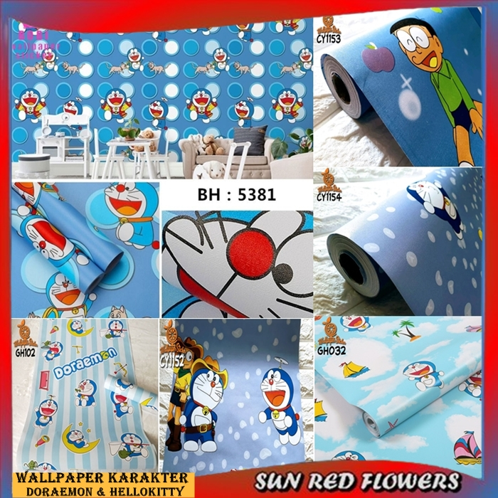 Jual Wallpaper Stiker Dinding Motif Doraemon 45cm x 1meter Wallsticker Dinding Kamar Tidur ...