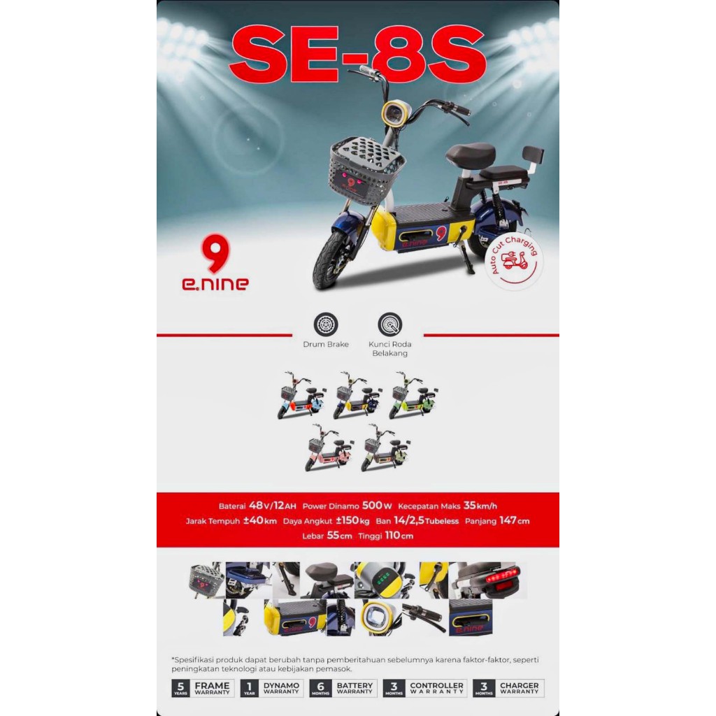 Jual SEPEDA LISTRIK E NINE SE-8S | Shopee Indonesia