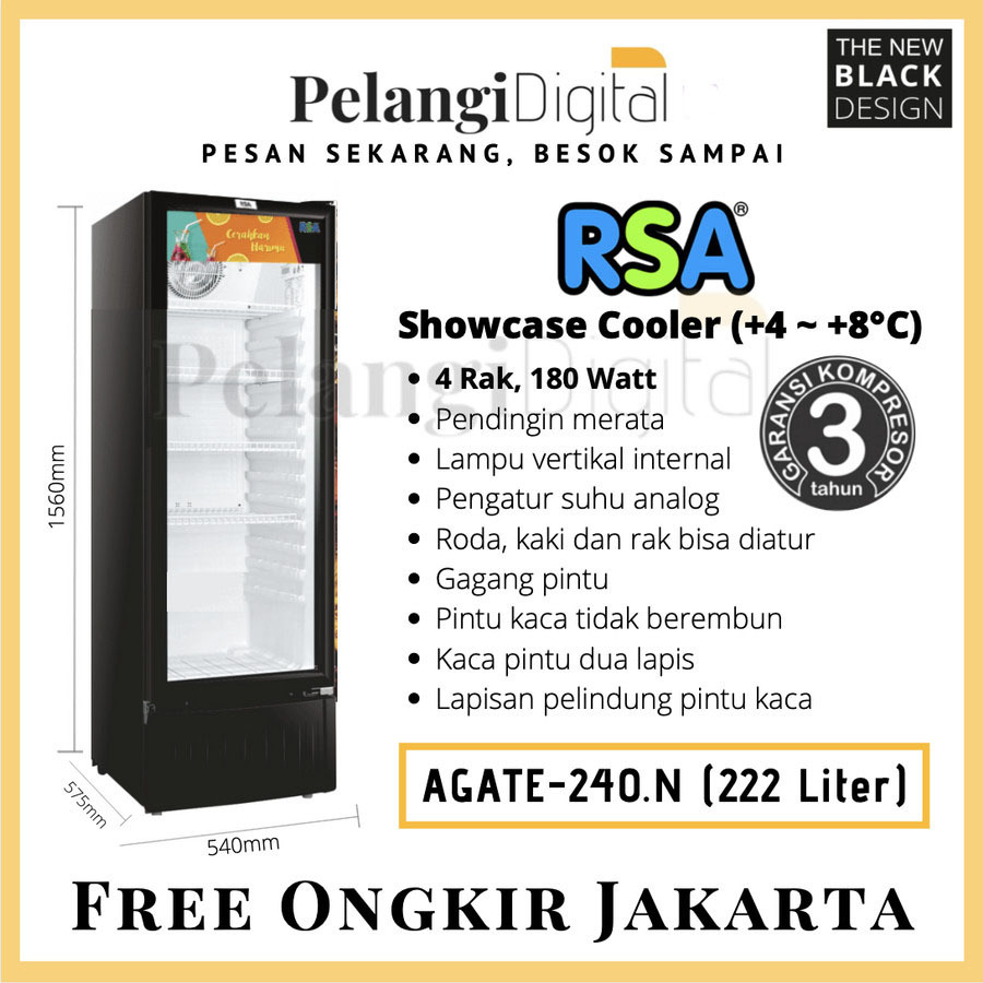 Jual RSA AGATE-240 / 240N Showcase Display Cooler Garansi Resmi - 222 ...