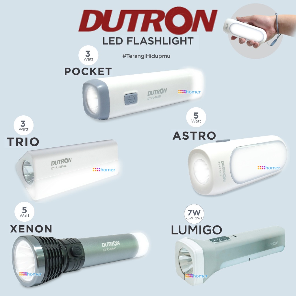 Jual DUTRON Senter LED Tangan Emergency Flash light Segitiga persegi ...