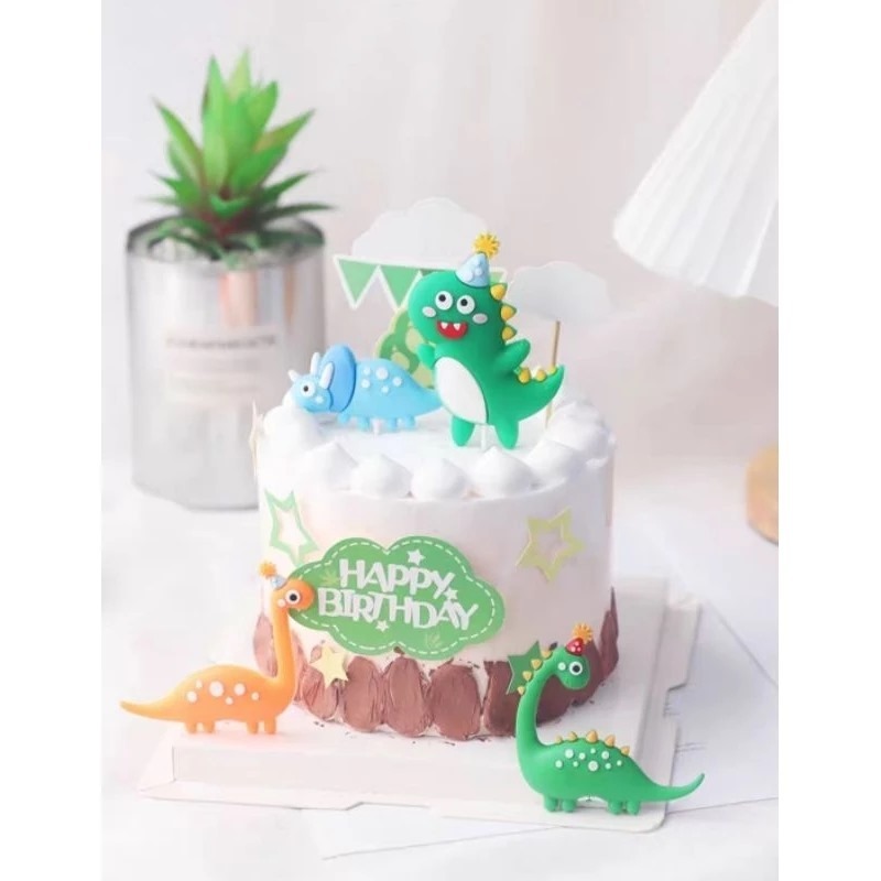 Jual |J.A| HIASAN KUE ANIMAL DINO HIJAU & ORANGE TOPPER CAKE DINOSAURUS ...