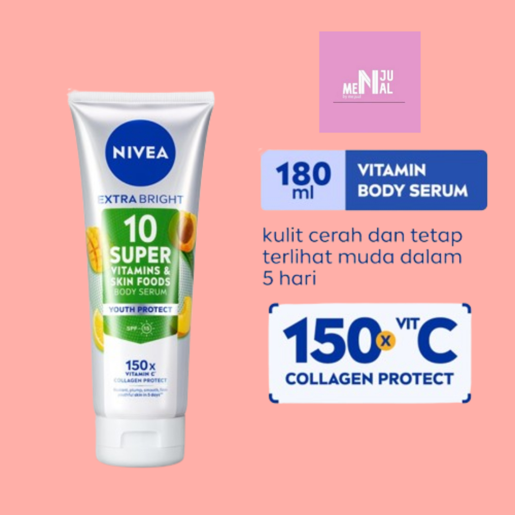Jual NIVEA Body Serum Extra Bright 10 Super Vitamins & Skin Foods Youth Protect Collagen 180ml ...