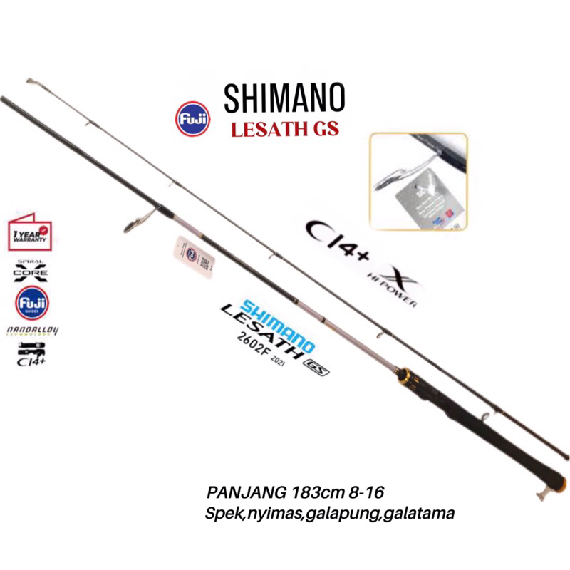 Jual SHIMANO thn 2021,LESATH GS Custome line 8-16 lbs 2602 180cm ring fuji sic/alconet terbaik ...