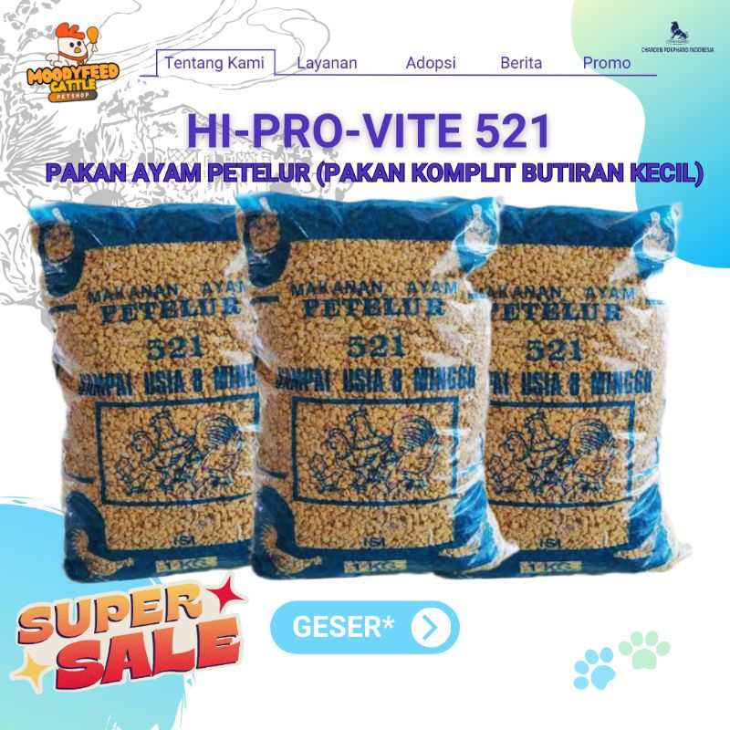 Jual Pakan Ayam Petelur Hi-Pro-Vite 521 Pakan Butiran Kecil Repack ...