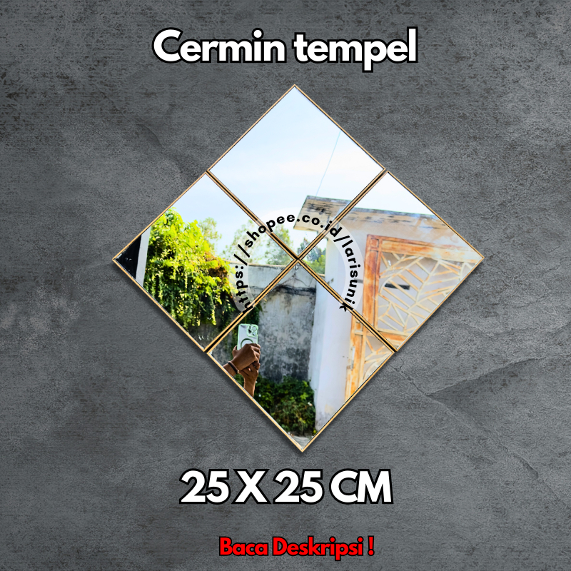 Jual Kaca Cermin Aesthetic Persegi 25X25 Plus Bingkai Dekorasi Hiasan Untuk Ruang Tamu Kamar ...