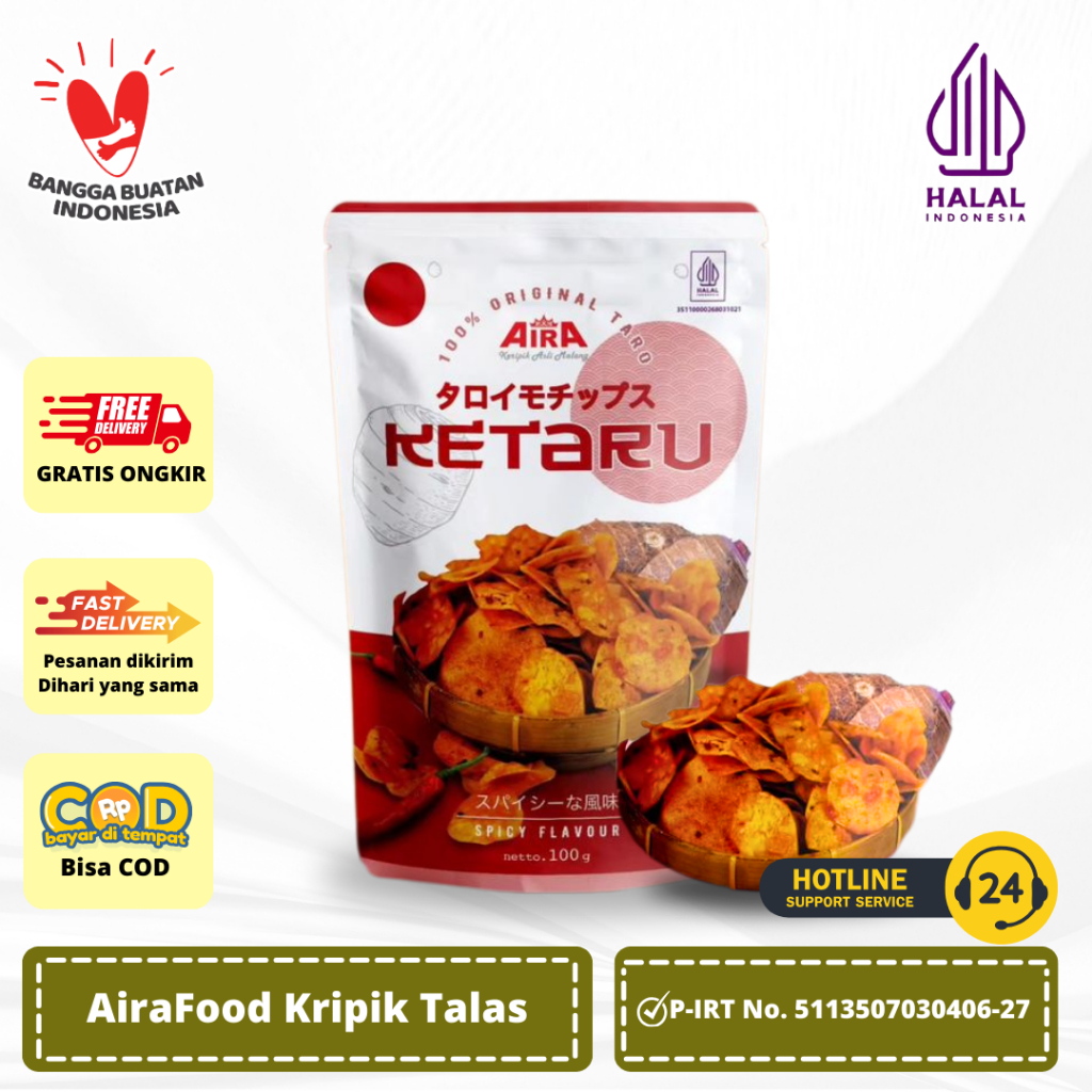 Jual Kripik Talas Pedas Aira Food, Keripik Talas Spicy Khas Kota Malang ...