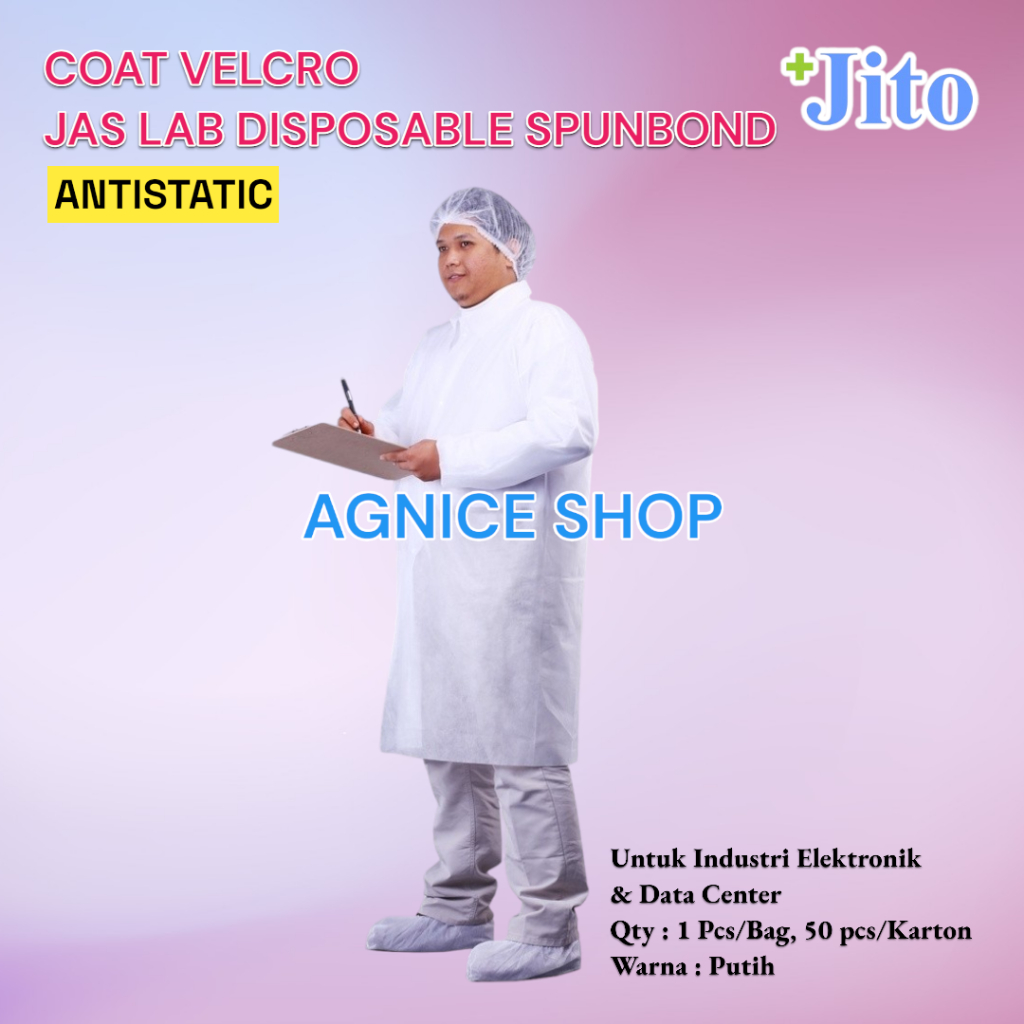 Jual JAS LAB COAT VELCRO Disposable Spunbond ANTISTATIC JITO HAZMAT ...
