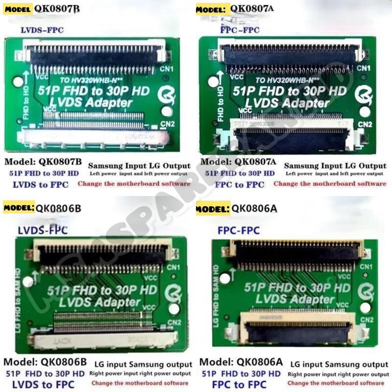 Jual 51 Pin FHD to 30 Pin HD LVDS CONVERTER PANEL T-CON QK0805 QK0806 QK0807 SERIES | Shopee ...