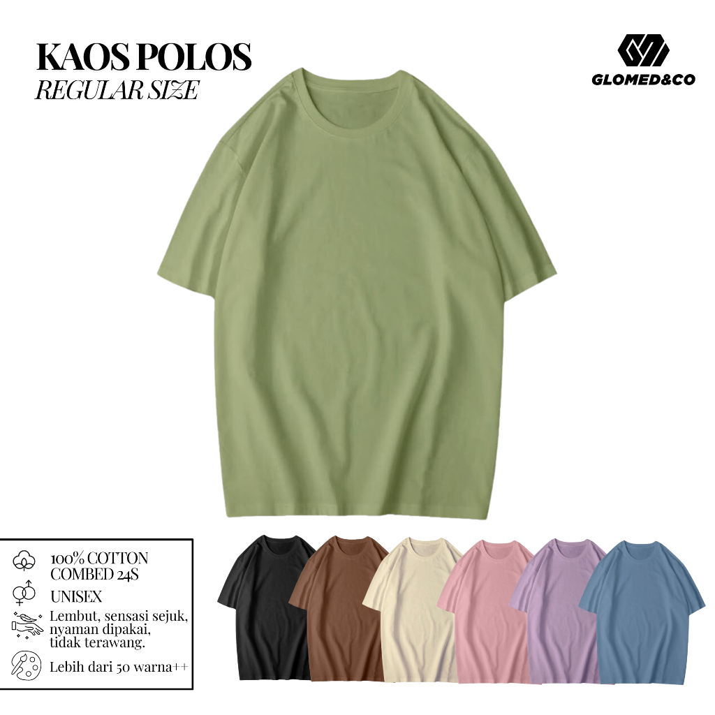 Jual KAOS POLOS PENDEK COTTON COMBED 24S PREMIUM | Baju Distro Pria ...