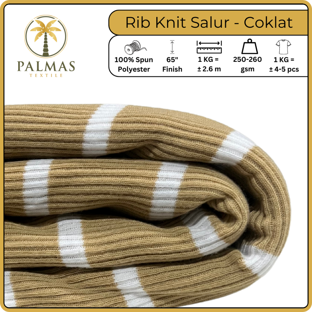 Jual Kain Rib Knit Salur - Coklat (Bahan Kaos) | Shopee Indonesia