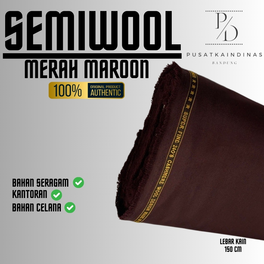 Jual BAHAN KAIN SEMI WOL PREMIUM TEBAL MERAH MARUN MAROON KAIN METERAN ...