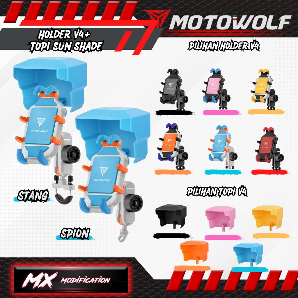 Jual Motowolf V4 Colorful Set Topi Holder V4 360 derajat | Shopee Indonesia