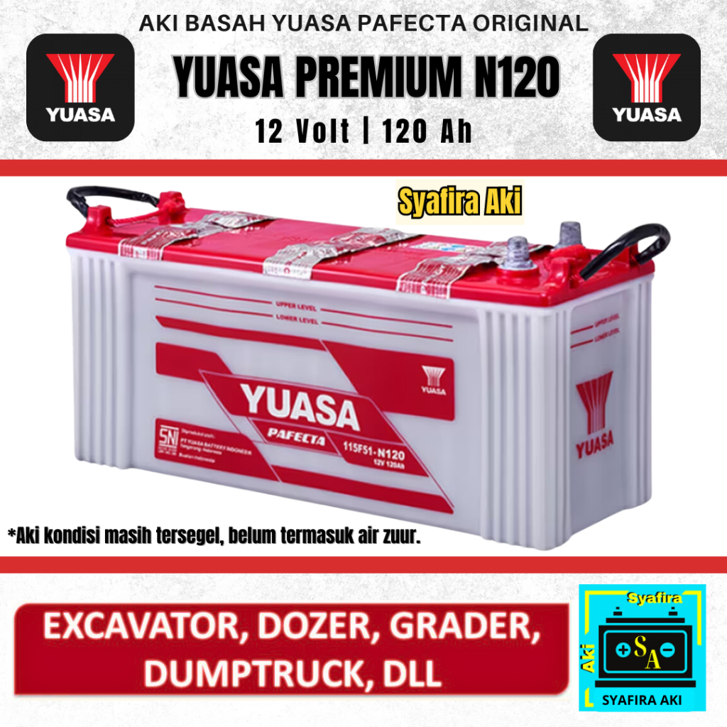 Jual Aki Basah Yuasa Pafecta N120 115F51 12V 120Ah Battery Truk Kapal Ups | Shopee Indonesia