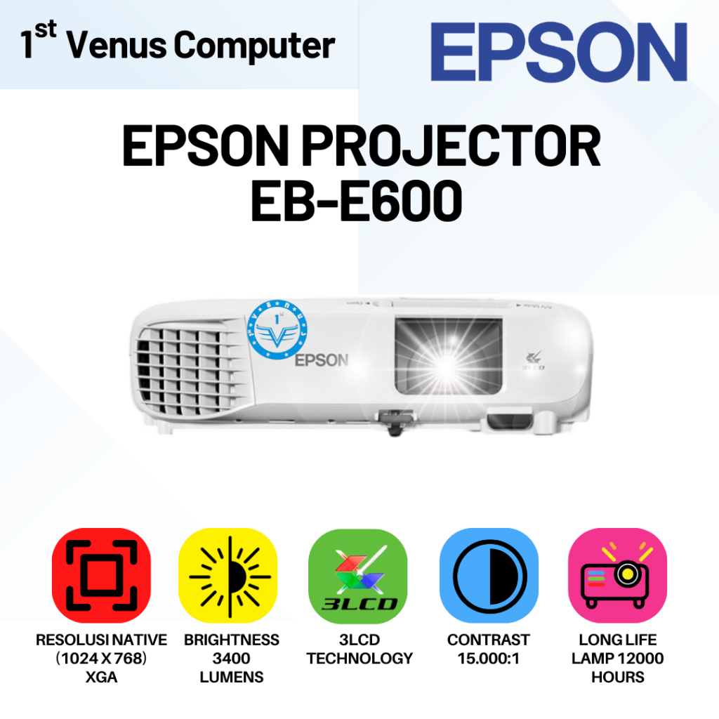 Jual PROYEKTOR TKDN Epson EB-E600 XGA 3LCD (3300 LUMENS) Proyektor Epson E600 Projector | Shopee ...