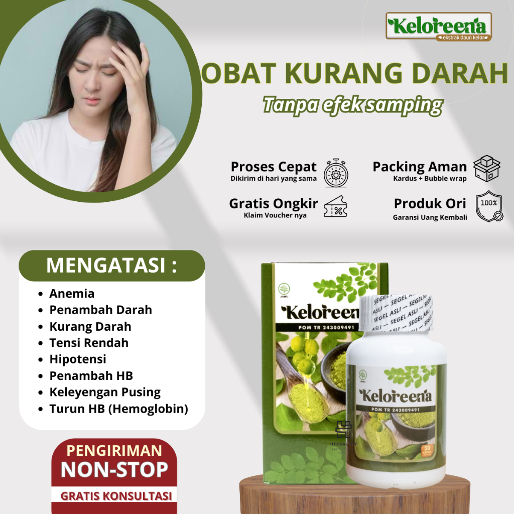Jual Keloreena Obat Darah Rendah, HB Rendah, Anemia, Sakit Kepala ...