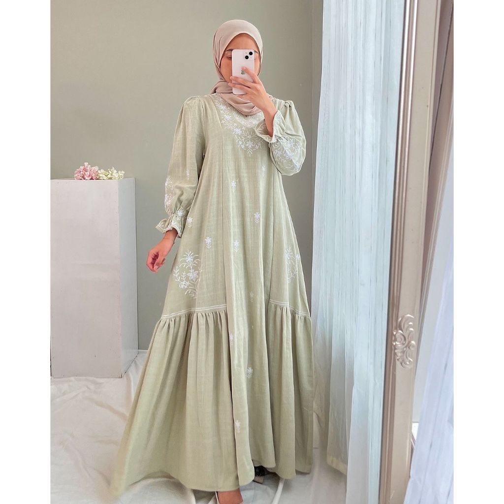 Jual Edelia dress Polos Bahan Polo Linen Premium Gamis Pesta Kondangan ...