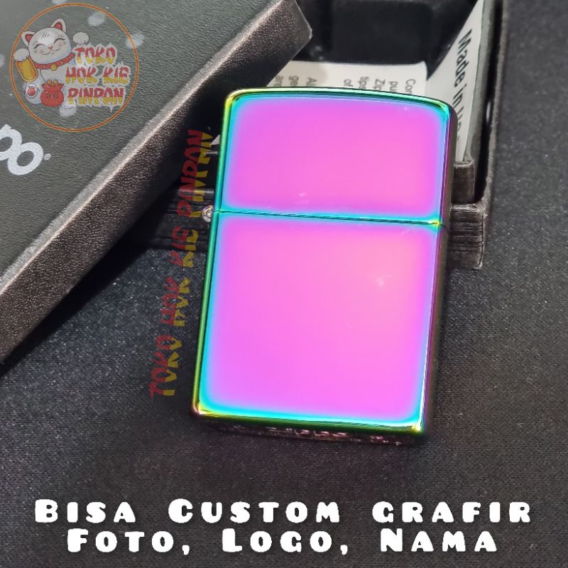 Jual korek api clasic sumbu model zippo spectrum pelangi dapat custom ...