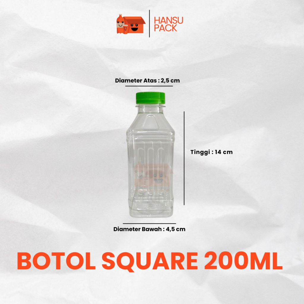 Jual (Isi 10pc) Botol Square 200ml Botol Plastik 200ml Kotak (Long Neck ...