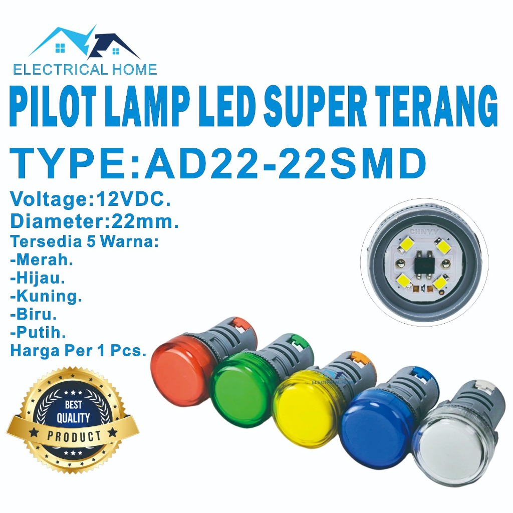 Jual Pilot Lamp LED AD22-22SMD 22mm SUPER TERANG 12VDC | Shopee Indonesia