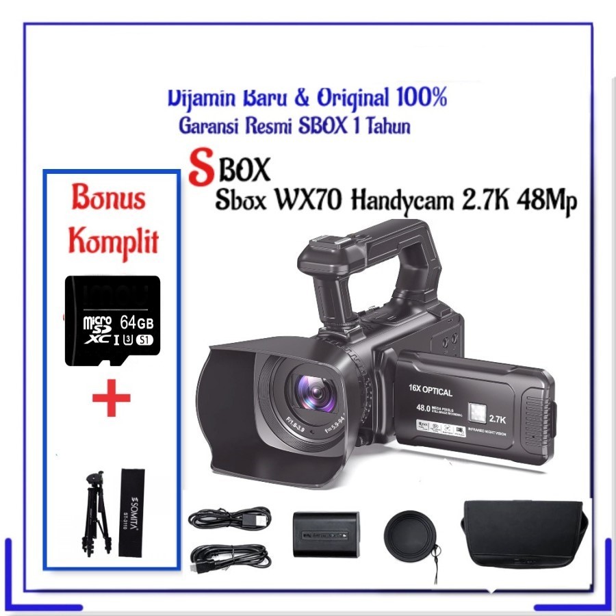 Jual Handycam sbox w70 camcorder sbox w70 16x optical zoom 48 mp Auto Focus Vlogging | Shopee ...