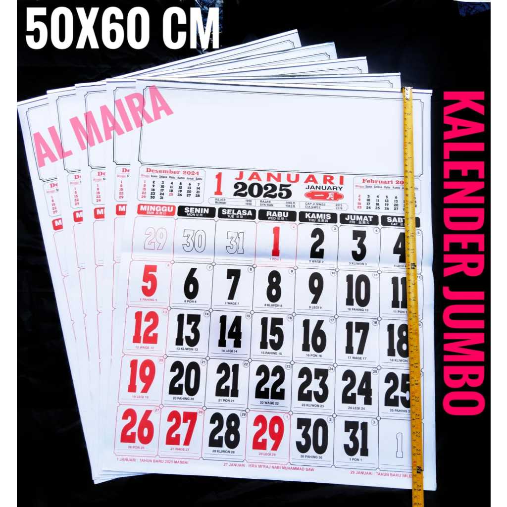 Jual Kalender Dinding JUMBO Harga Grosir Tahun 2025 Ukuran 50 X 60 CM / Kalender JUMBO | Shopee ...
