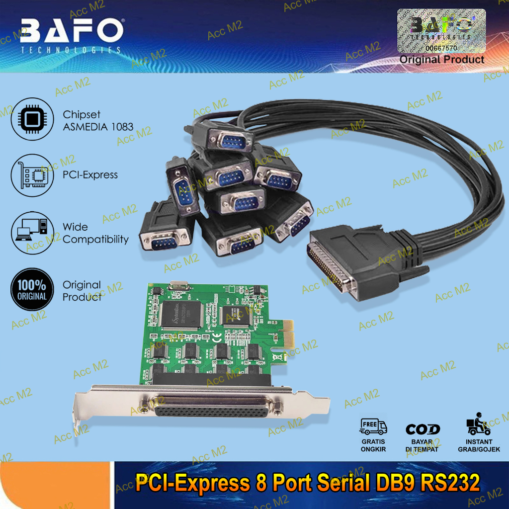 Jual BAFO PCI Express 8 Port Serial Card PCIe RS232 Male Extension COM ...