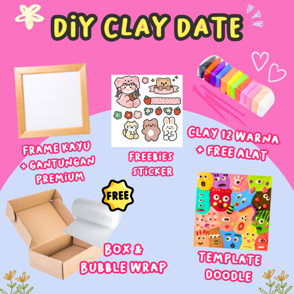 Jual DIY Clay Date Couple 1 Set Frame Ugly Doodle | Ide Clay Date ...