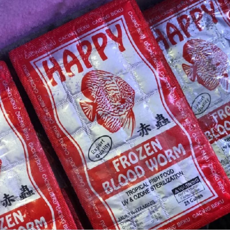 Jual Happy Frozen Blood Worm Export Quality Cacing Beku Pakan Protein ...
