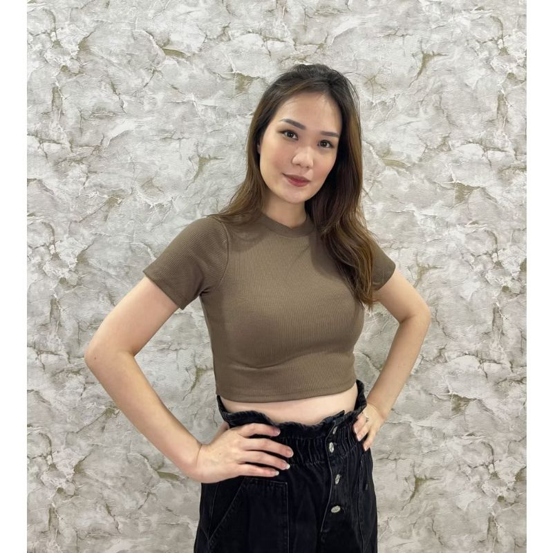 Jual Crop Top Knit Rib Crop Top Wanita | Shopee Indonesia