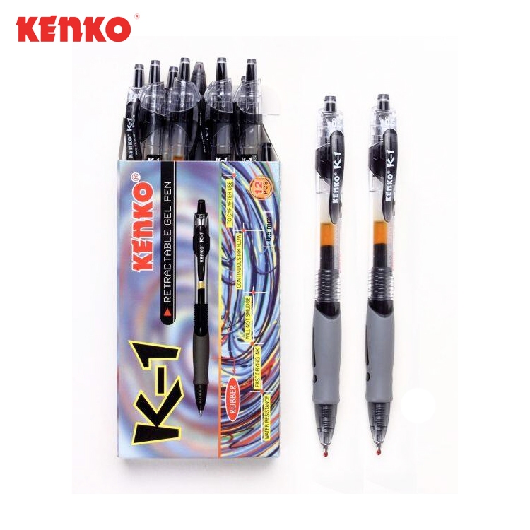 Jual Pulpen KENKO Pena Gel Pen K1 0.5 mm Hitam dan Biru 1 lusin - Bisa beli satuan/eceran ...