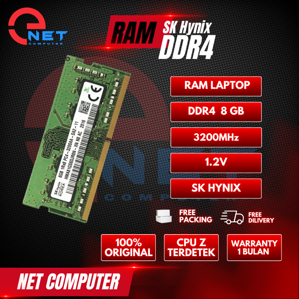 Jual RAM LAPTOP DDR4 SK hynix 8GB PC25600 3200Mhz Sodimm | Shopee Indonesia