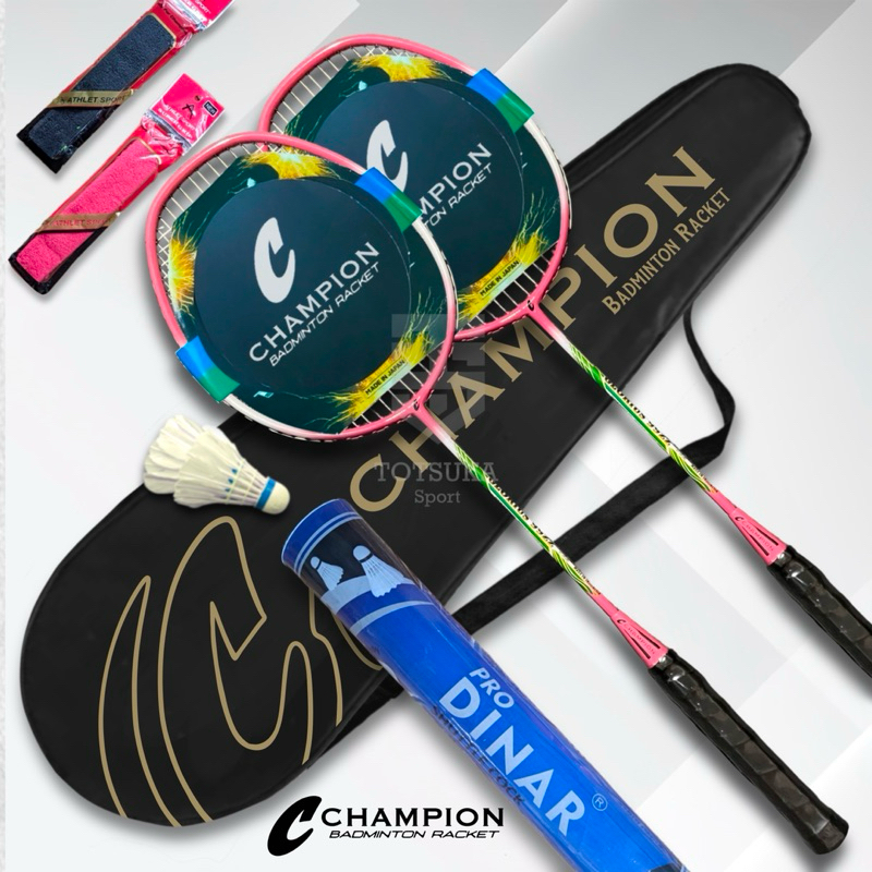 Jual CHAMPION Raket Badminton Bulutangkis Original Paket Lengkap Grip ...