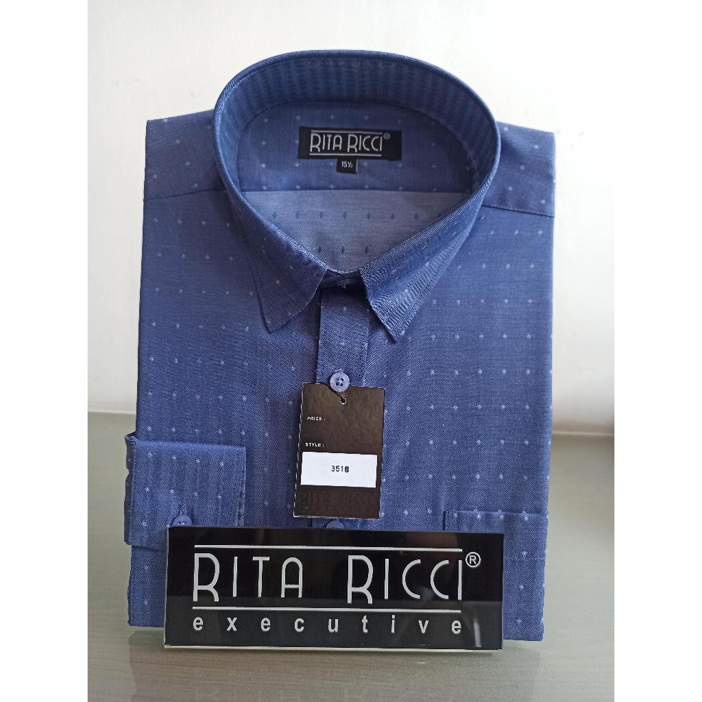 Jual Kemeja pria Rita Ricci Warna Biru bintik putih lengan panjang dan ...