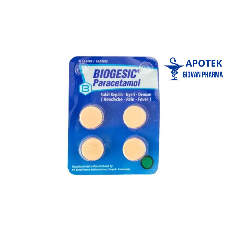 Jual Biogesic 500mg 4 Tablet / Demam / Pusing / Nyeri / Sakit Gigi ...