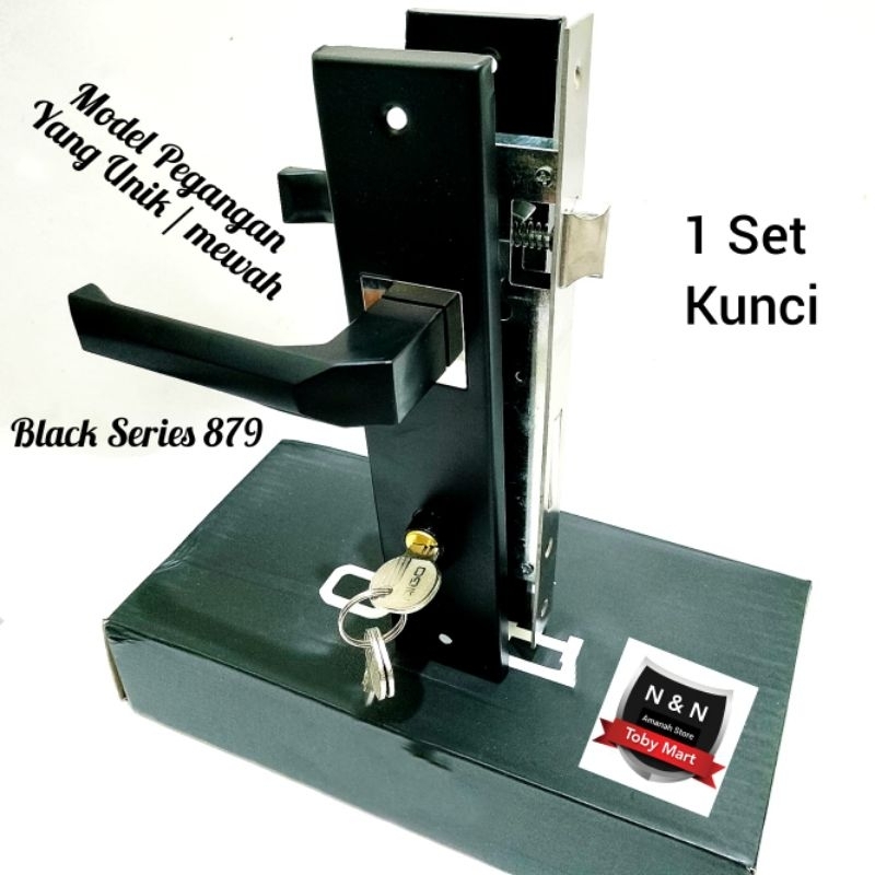 Jual LUXURY Handle Set Kunci Pintu Hitam Ring silver Minimalis Ukuran ...