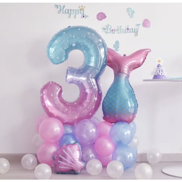 Jual Balon Angka Jumbo Gradasi Pink Biru 80 CM | Shopee Indonesia